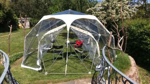 Clear PVC bubble dome for covid secure space - Lotus Domes UK